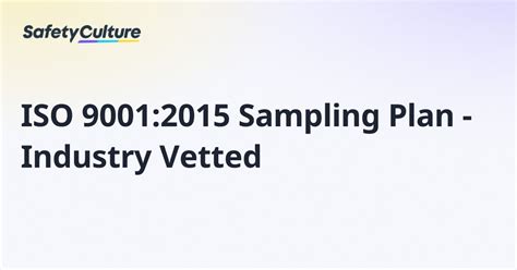 Iso 9001 2015 Sampling Plan Industry Vetted Free Template