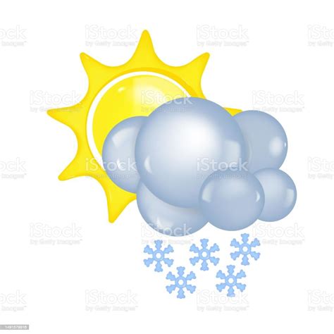 눈과 태양이 있는 3d 만화 스타일의 날씨 아이콘 구름 벡터 그림 0명에 대한 스톡 벡터 아트 및 기타 이미지 0명 3차원 형태 개념 Istock