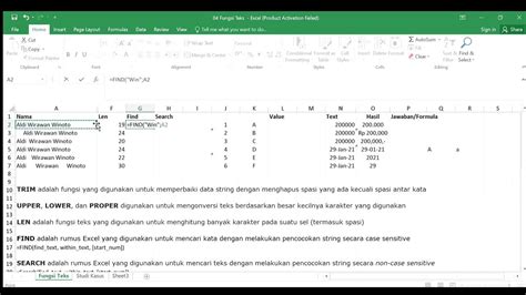 Fungsi Text Pada Microsoft Excel Youtube
