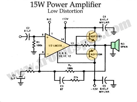 15W Power Amplifier Circuit Diagram - TRONICSpro