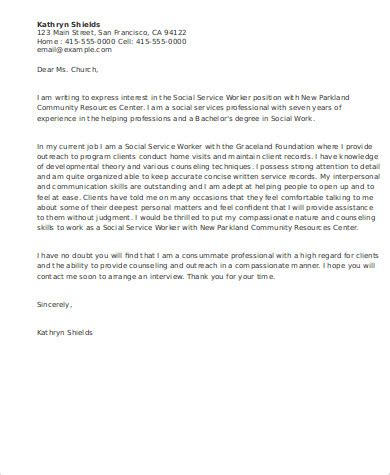 Free 9 Sample Social Work Cover Letter Templates In Ms Word