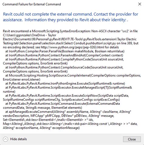 Command Failure For External Command Runtime Pyrevit Forums
