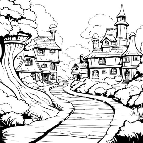 평범한 도로 색칠 페이지 프리미엄 벡터