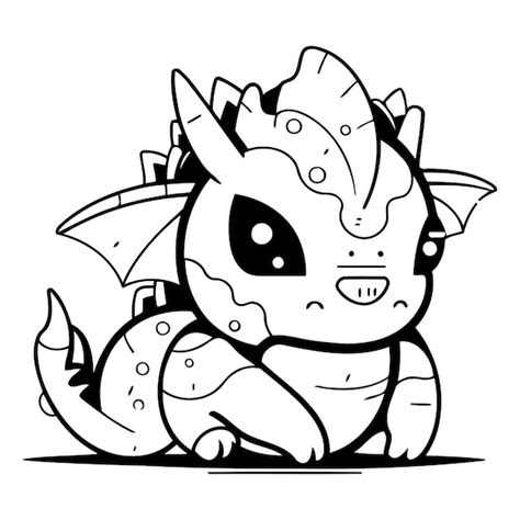 귀여운 카와이 작은 드래곤 만화 스타일의 ⁇ 터 일러스트 프리미엄 Ai 생성 벡터