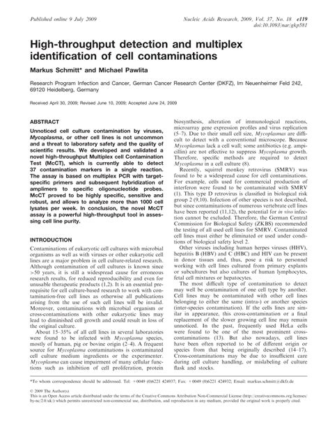 Pdf High Throughput Detection And Multiplex Identification Of Cell