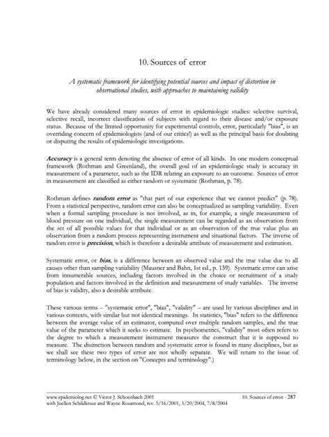 Sources Of Systematic Error Or Bias Information Bias Fill Out And