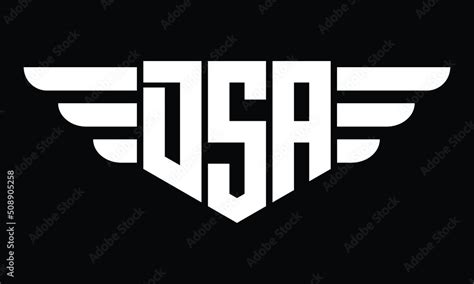 Dsa Three Letter Logo Creative Wings Shape Logo Design Vector Template Letter Mark Wordmark