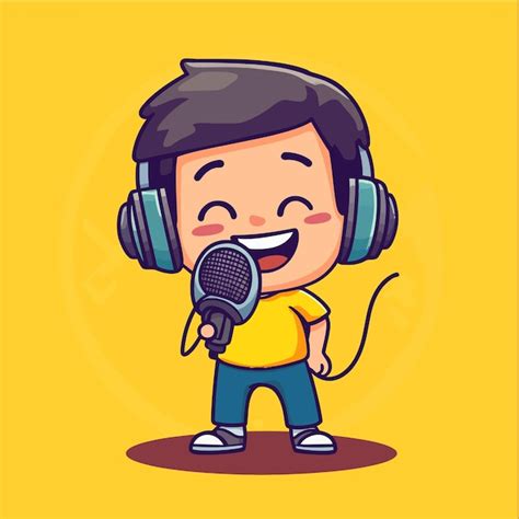 Cute Voice Actor Recording Dialogue Vector Premium Ai Generated Vector