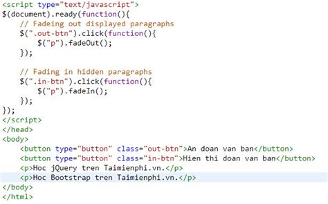 Hiệu ứng Fade In Và Fade Out Trong Jquery Có Ví Dụ Minh Họa