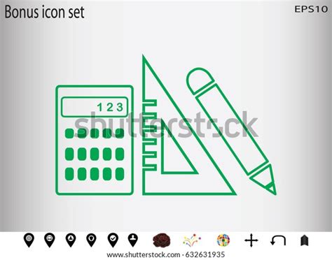Ruler Pencil Calculator Computation Objects Icon Stock Vector Royalty