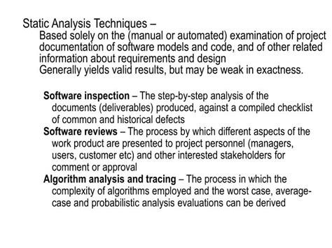 ppt static analysis techniques powerpoint presentation free