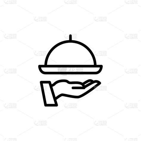 餐盘 图标 线条 极简构图 热 菜单 食品 细的 烹调 午餐