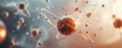 Atomic Structure With Electrons Orbiting Proton Scientific Concept