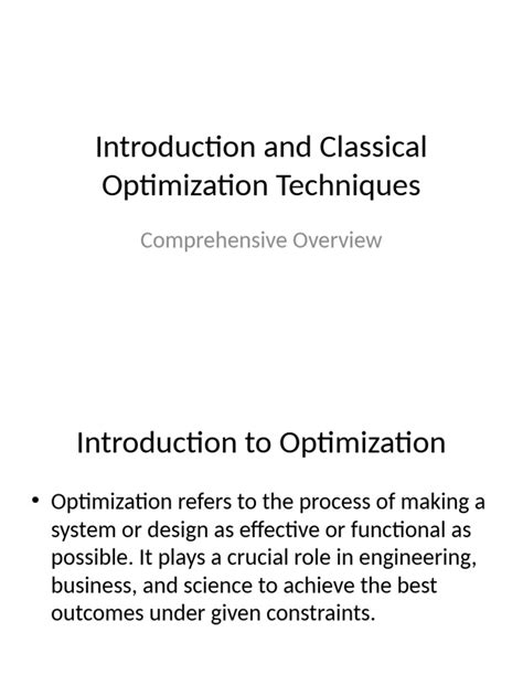optimization techniques pdf