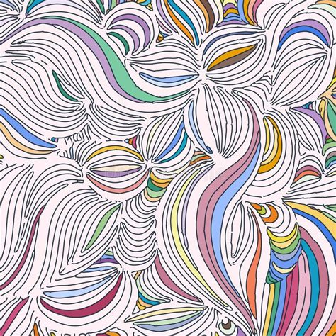 Vector Coloring Pattern Curved Lines Black And White Grunge Background Stock Vector