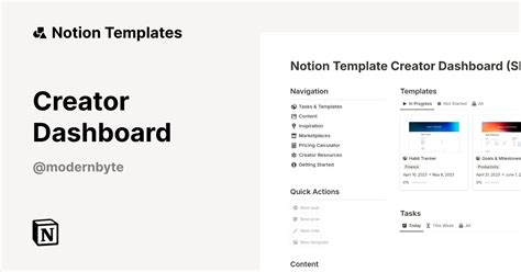 Creator Dashboard Template Notion Marketplace
