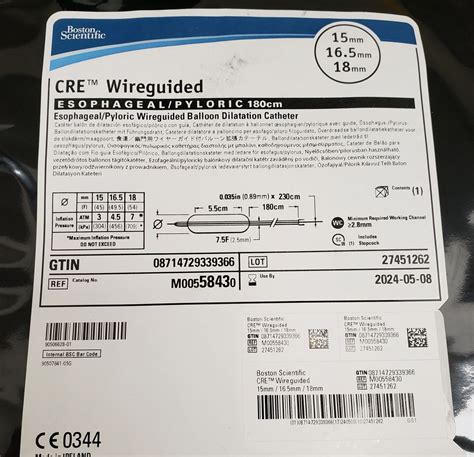 Boston Scientific 5843 Cre Wireguided Esophageal Pyloric 180cm Balloon