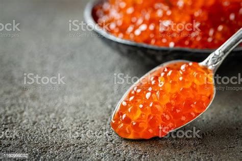 어두운 콘크리트 배경에 숟가락에 클로즈업 맛있는 빨간 캐비어 복사 공간 0명에 대한 스톡 사진 및 기타 이미지 0명 건강한 식생활 델리카트슨 Istock
