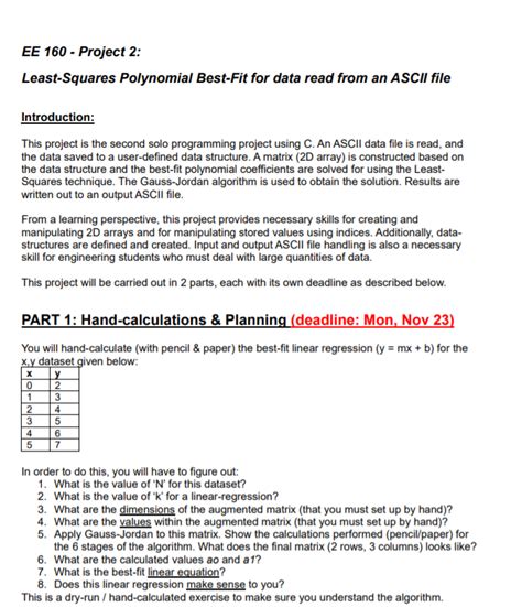 Ee 160 Project 2 Least Squares Polynomial Best Fit