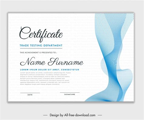 Certificate Background Template Elegant Dynamic Waving Curves Vectors Images Graphic Art Designs