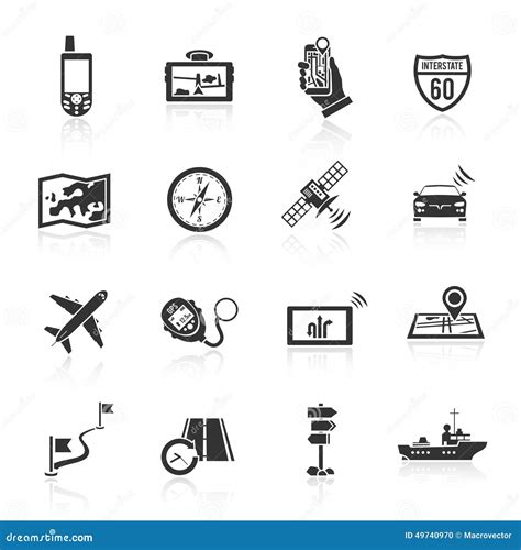 Navigation Icons Set Black Stock Vector Illustration Of Concept 49740970