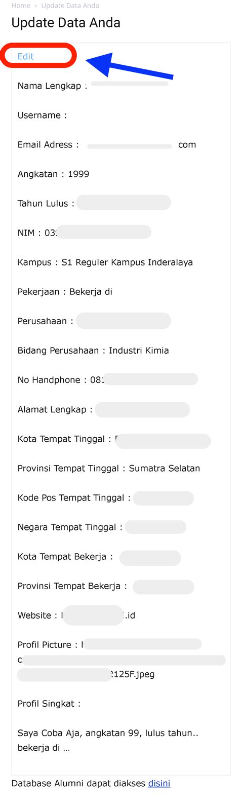 Cara Update Data Di Website IATEK UNSRI IATEK UNSRI