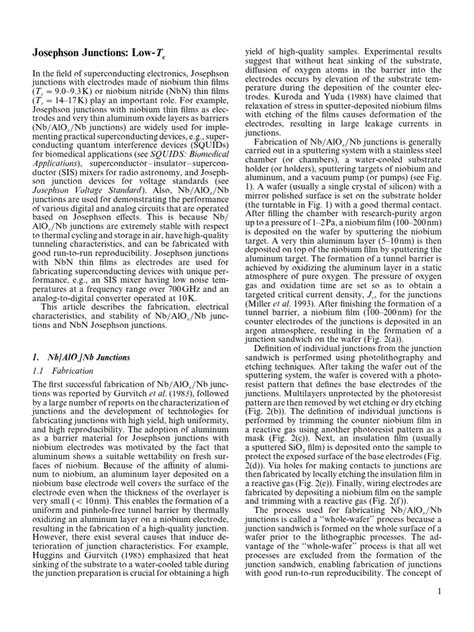 Josephson Junctions Low Tc A Shoji Pdf Electrical Engineering Electricity