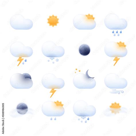 Weather Icon Set For A Website Or Mobile App Ui Bright Realistic 3d Modern Glass Morphism