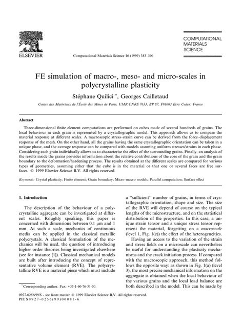 Fe Simulation Of Macro Meso And Micro Scales In Polycrystalline
