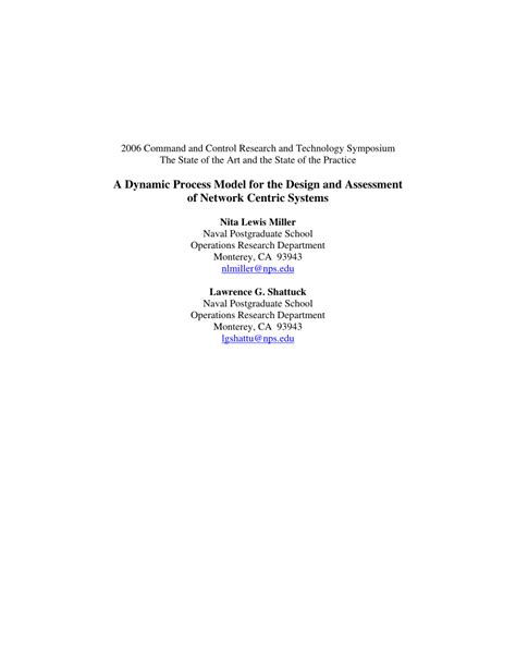 Pdf A Dynamic Process Model For The Design And Assessment Of Network