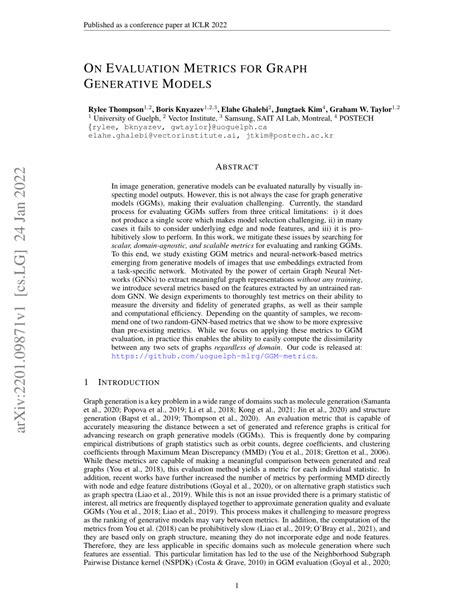 Pdf On Evaluation Metrics For Graph Generative Models