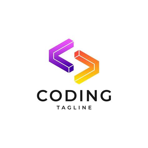 Colorful Gradient Coding Logo Design Template