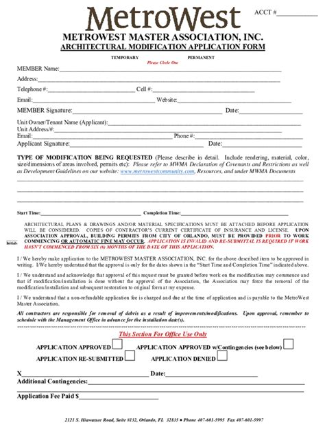 Fillable Online 011520 Revisedmwma Architectural Modification