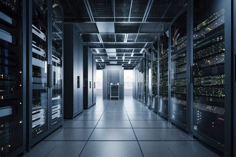 Data Center With Large Variety Of Servers Storage Devices And Networking Equipment Stock