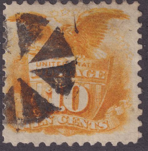 Us Sc 116 Shield And Eagle 10¢ Issue 1869 Used Fancy Cancel Cv 11000 United States