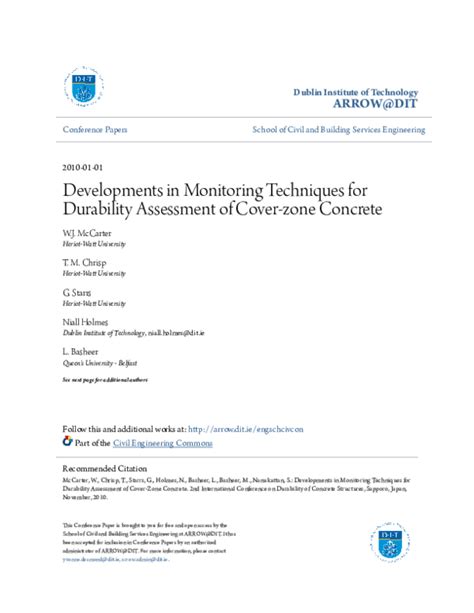 Pdf Developments In Monitoring Techniques For Durability Assessment Of Cover Zone Concrete
