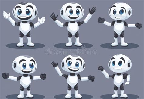 Set Of Robot Characters With A Modern Set Design An Illustration Robot Retro Character For A