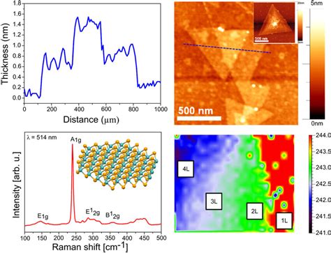 Top Right Panel Various Monolayer Mose2 Flakes The Height Scan Was Download Scientific