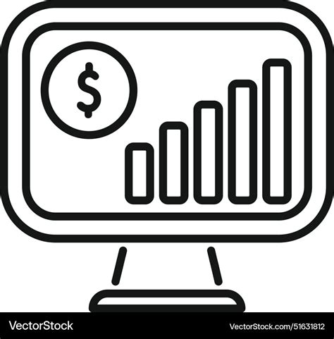 Computer Monitor Showing Growing Bar Chart And Vector Image