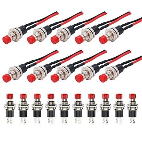 20Pcs 1A 250V AC 2Pins SPST Momentary Mini Push Button Switch Normal Open 7mm Prewired Push