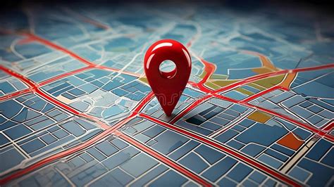 GPS Navigation On City Map Orientation Red Location Marker Indicates Location On Detailed Map