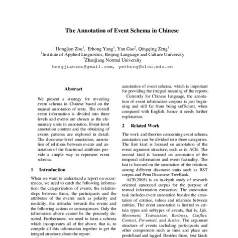 The Annotation Of Event Schema In Chinese Acl Anthology