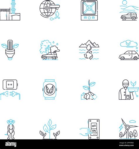 Environmental Conservation Linear Icons Set Sustainability Recycling Conservation Renewable