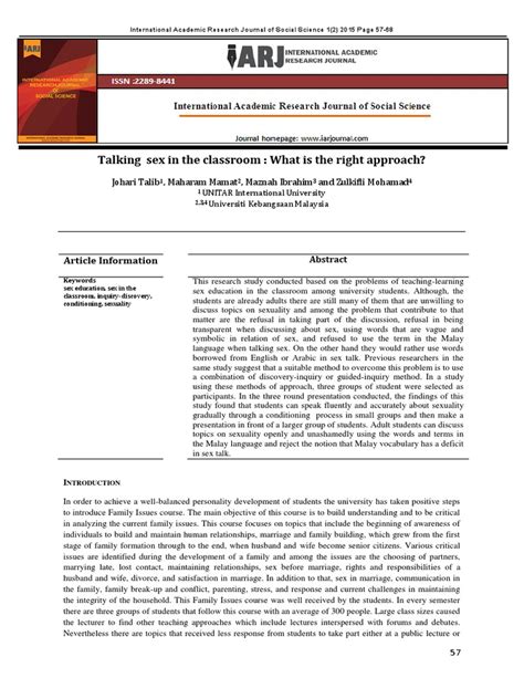 Talking Sex In The Classroom What Is The Right Approach Pdf Behaviorism Classical