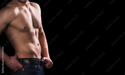 Sexy Muscular Man On Dark Background Stock Photo Adobe Stock