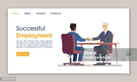 성공적인 고용 방문 페이지 벡터 템플릿입니다 평면 일러스트와 Hr 기관 웹 사이트 인터페이스 아이디어 면접 홈페이지 레이아웃 파트너십 웹 배너 웹 페이지 만화 개념 Html