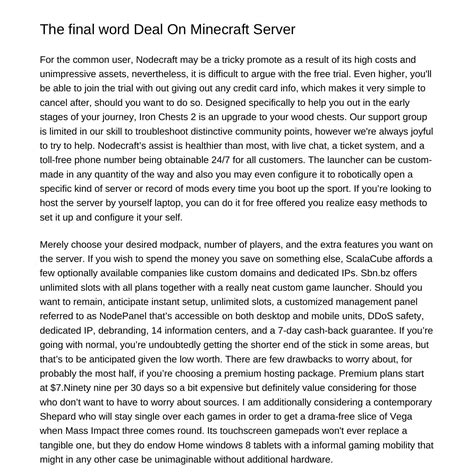 The Last Word Deal On Minecraft Serverhszzupdfpdf Docdroid