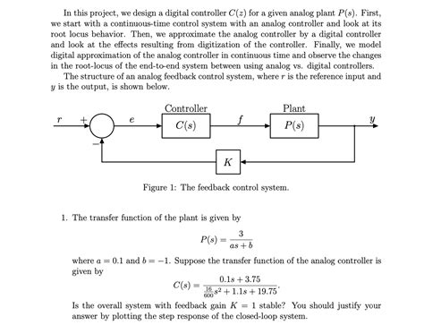 Solved In This Project We Design A Digital Controller C Chegg