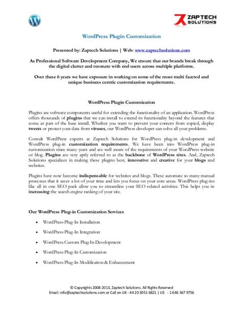 Wordpress Plugin Customization Zaptech Solutions