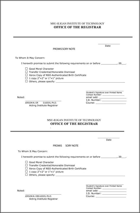 Promissory Note Sample For Hospital Bill Form Resume Examples